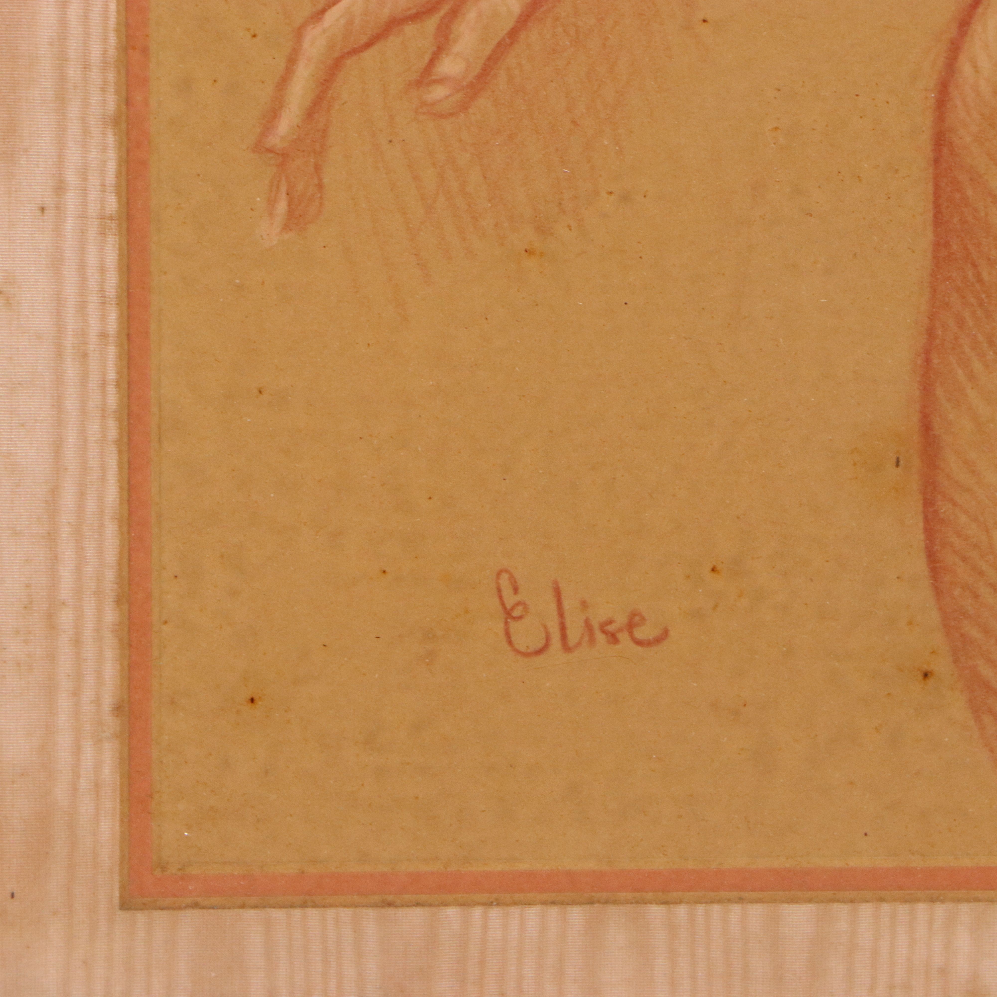 Conte Crayon Figure Drawing "Elise," 1974 | EBTH