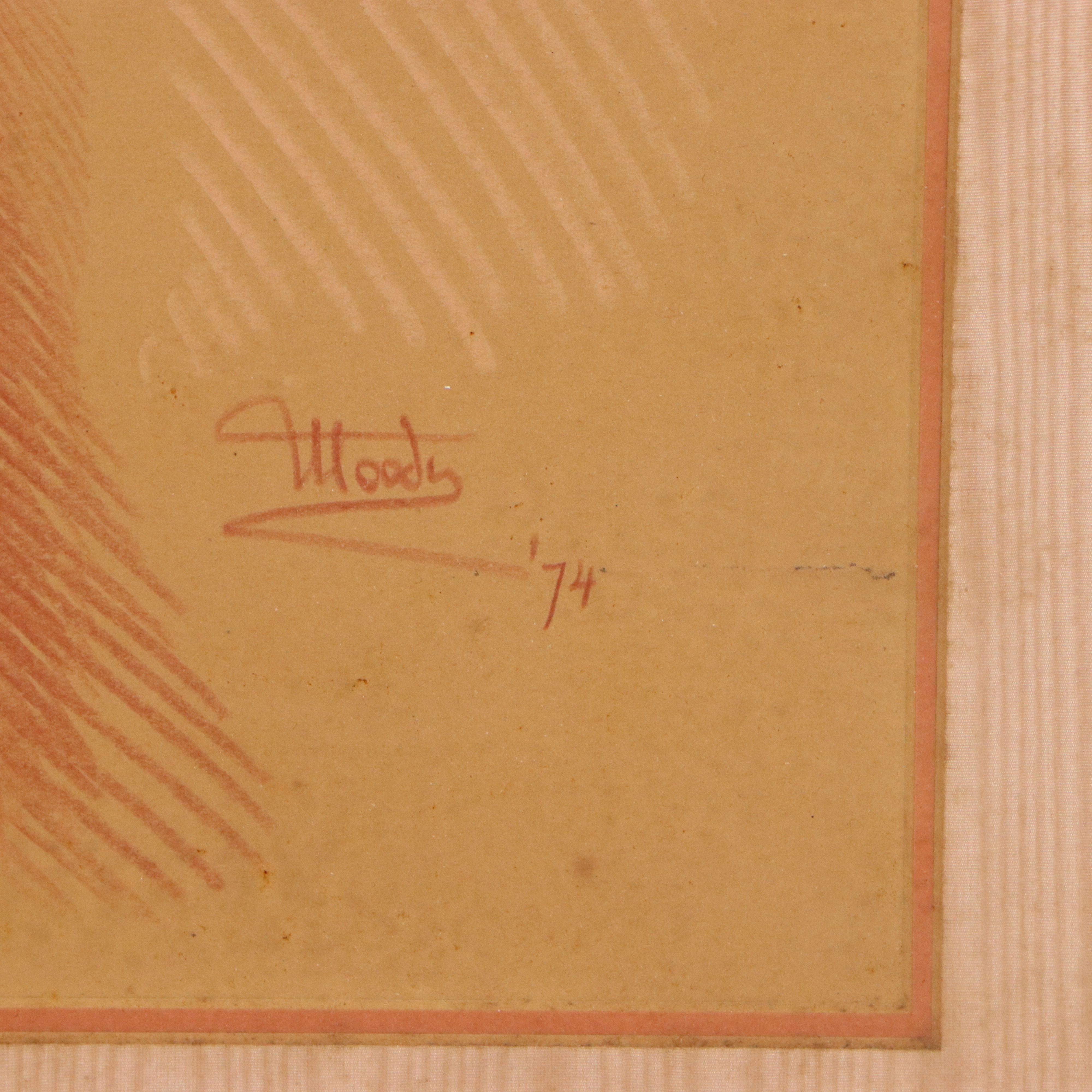Conte Crayon Figure Drawing "Elise," 1974 | EBTH