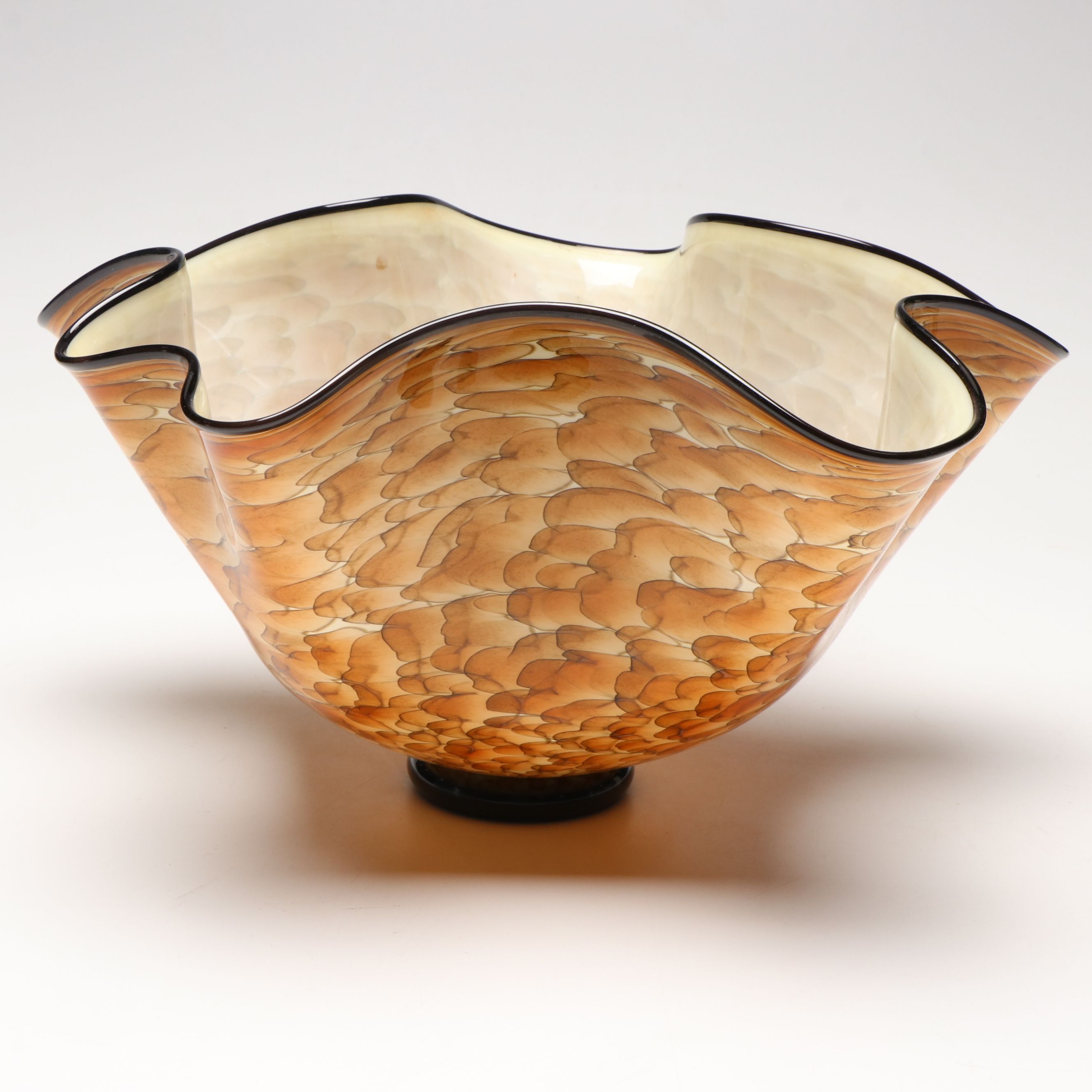 Michael Cohn and Molly Stone Cased Ruffled Art Glass Bowl | EBTH