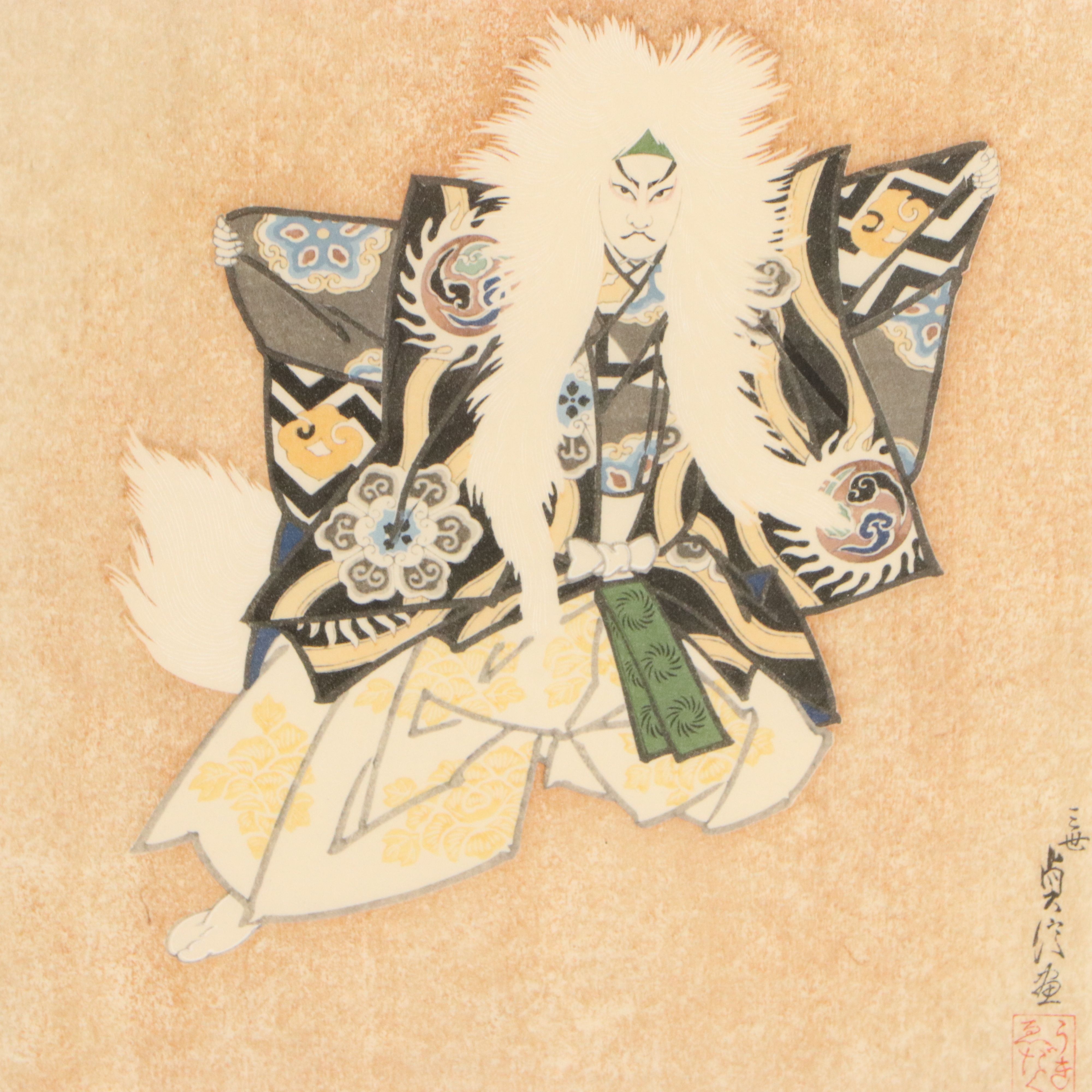 Sadanobu Hasegawa III Ukiyo-e Woodblocks Depicting Kabuki Actors, Mid ...