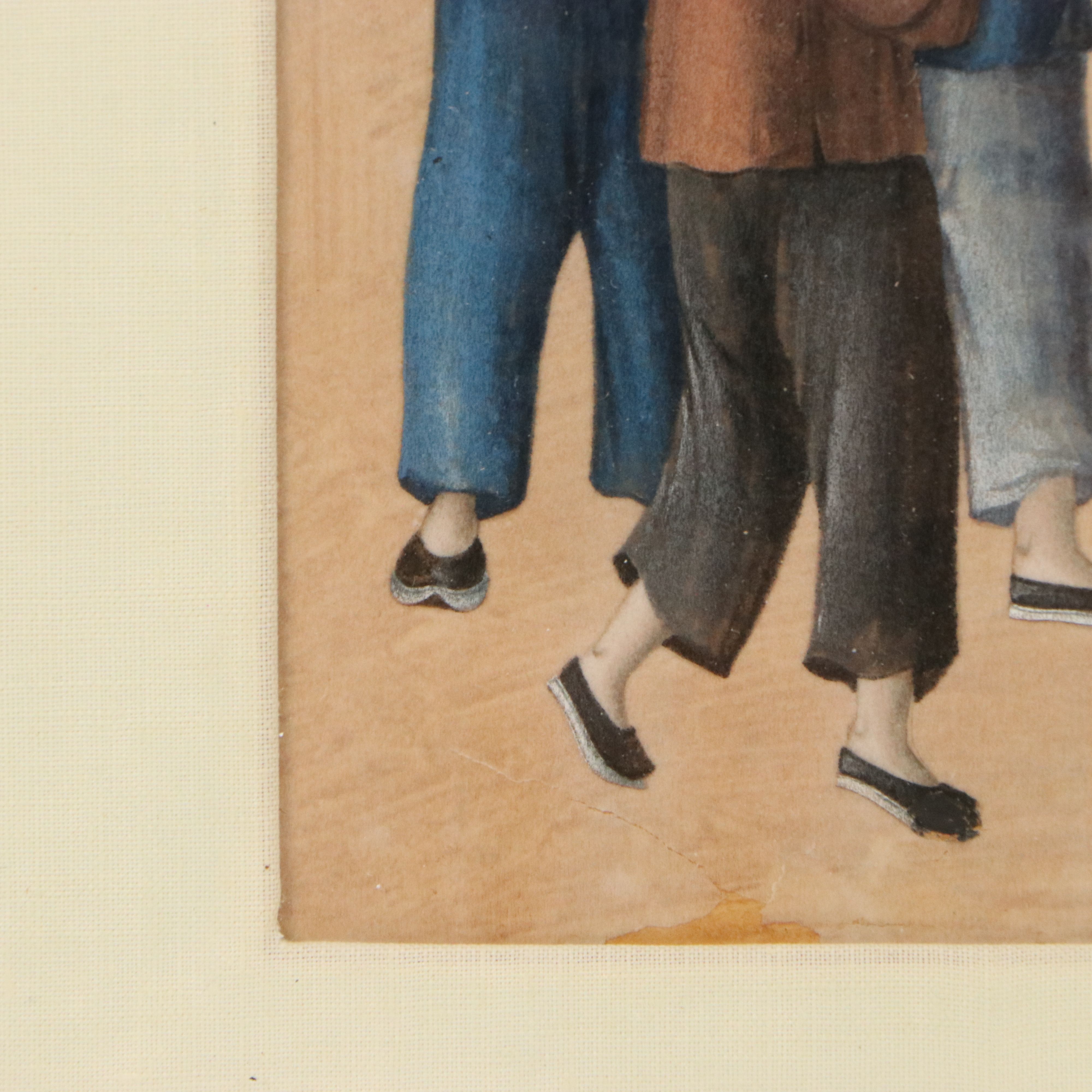 Chinese Pith Paper Painting of Conversing Figures, Mid to Late 19th ...