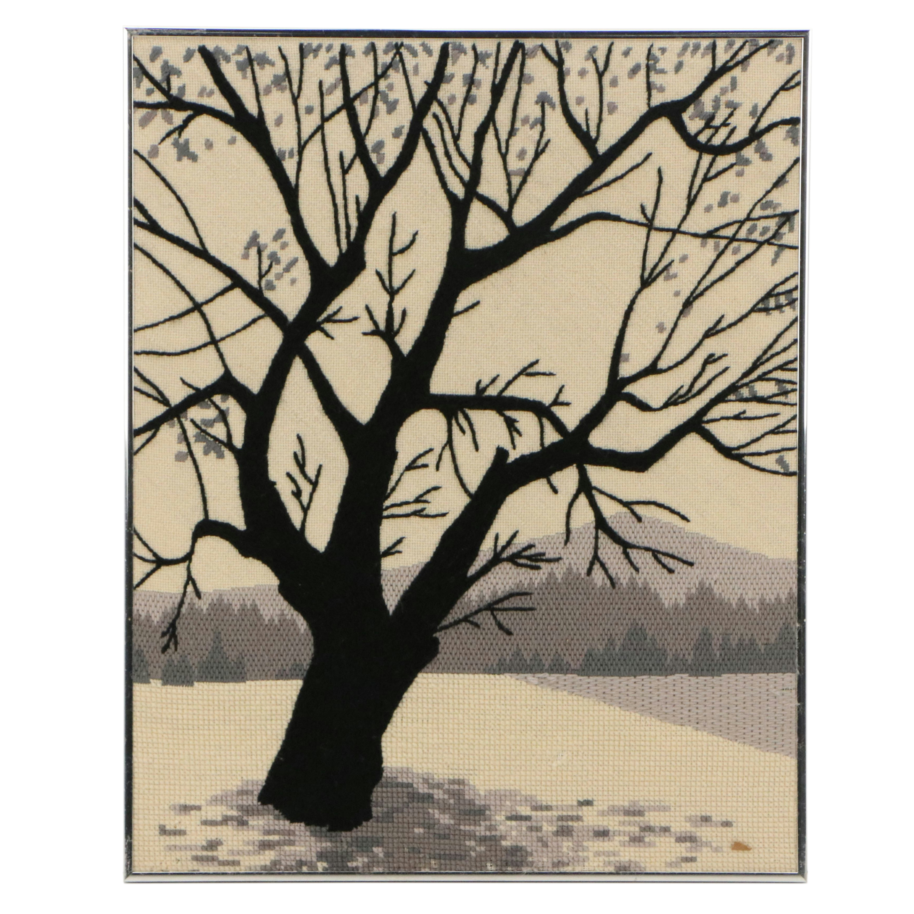 Cross-Stitch Embroidery of Tree in Winter, Late 20th to 21st Century | EBTH